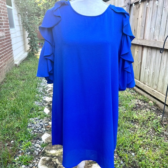 Umgee | Dresses | Umgee Royal Blue Tunicdress With Ruffle Sleeves Size ...